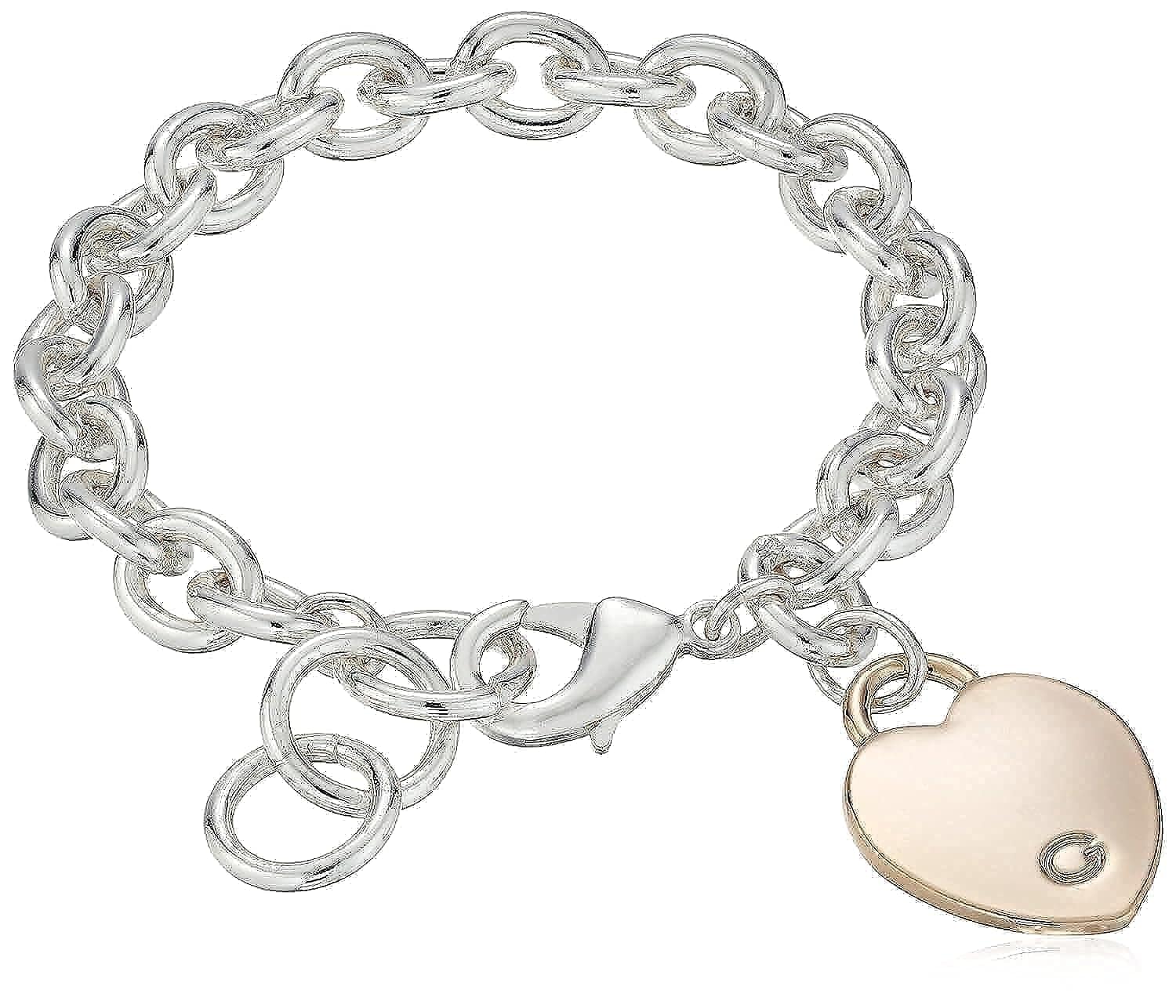 Pulsera Guess Basic En Plata Y Oro Rosa Con Logo G Con Eslabones En Forma De Corazón - Venta ...