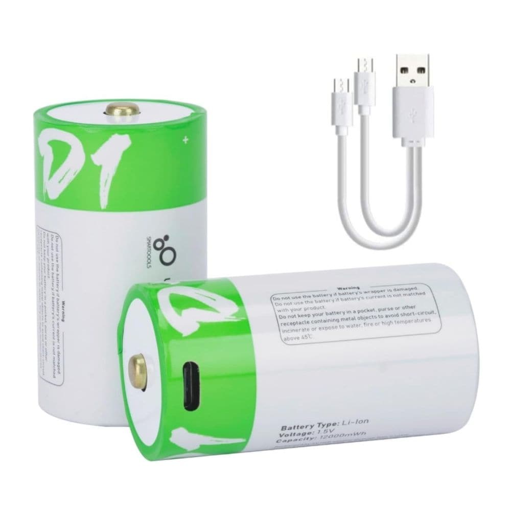 Paquete De 2 Pilas D Recargables Usb C 12,000mwh 1.5v Carga Rápida Alta ...