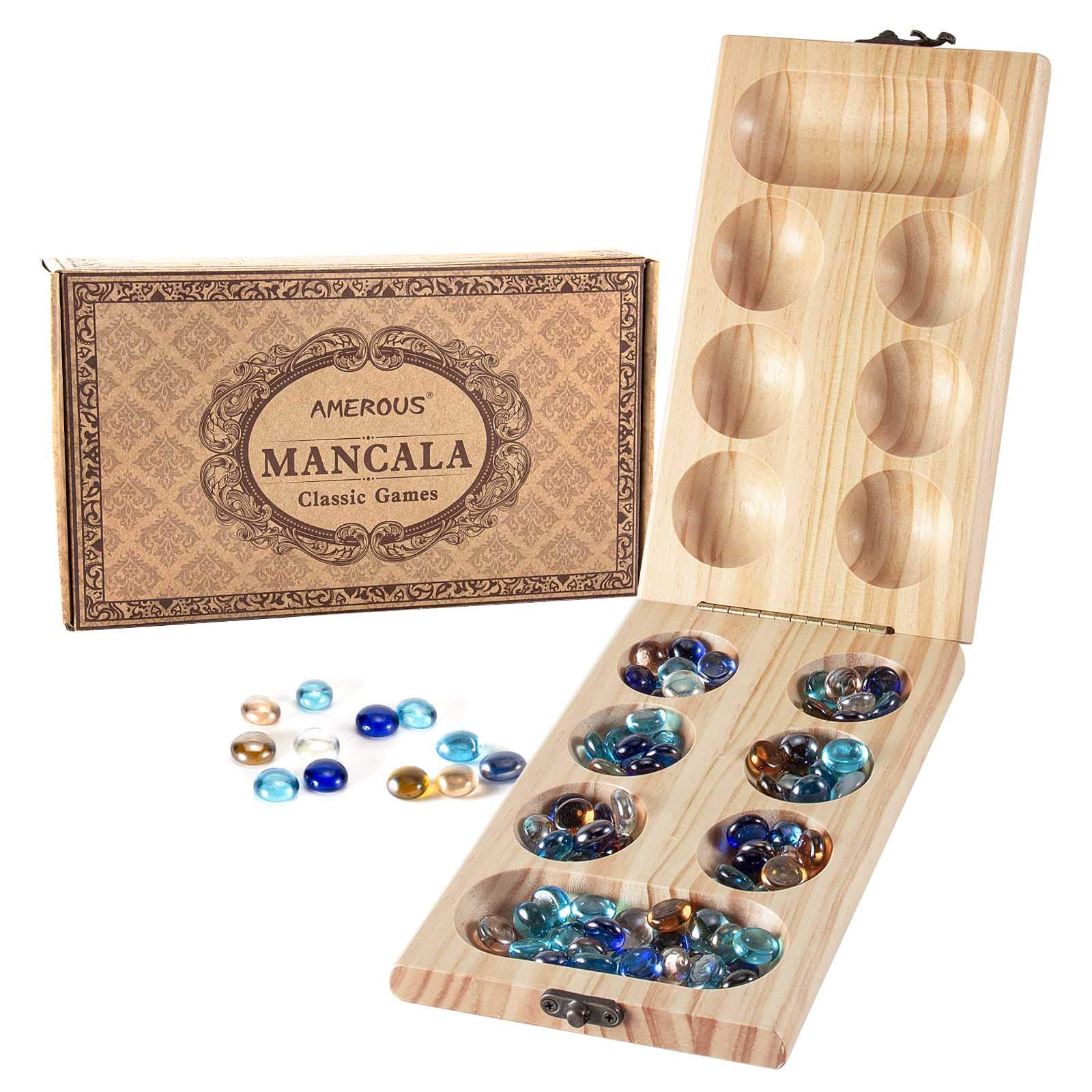 Juego De Mesa Mancala Amerous De Madera Plegable Con Piedras De Cristal ...