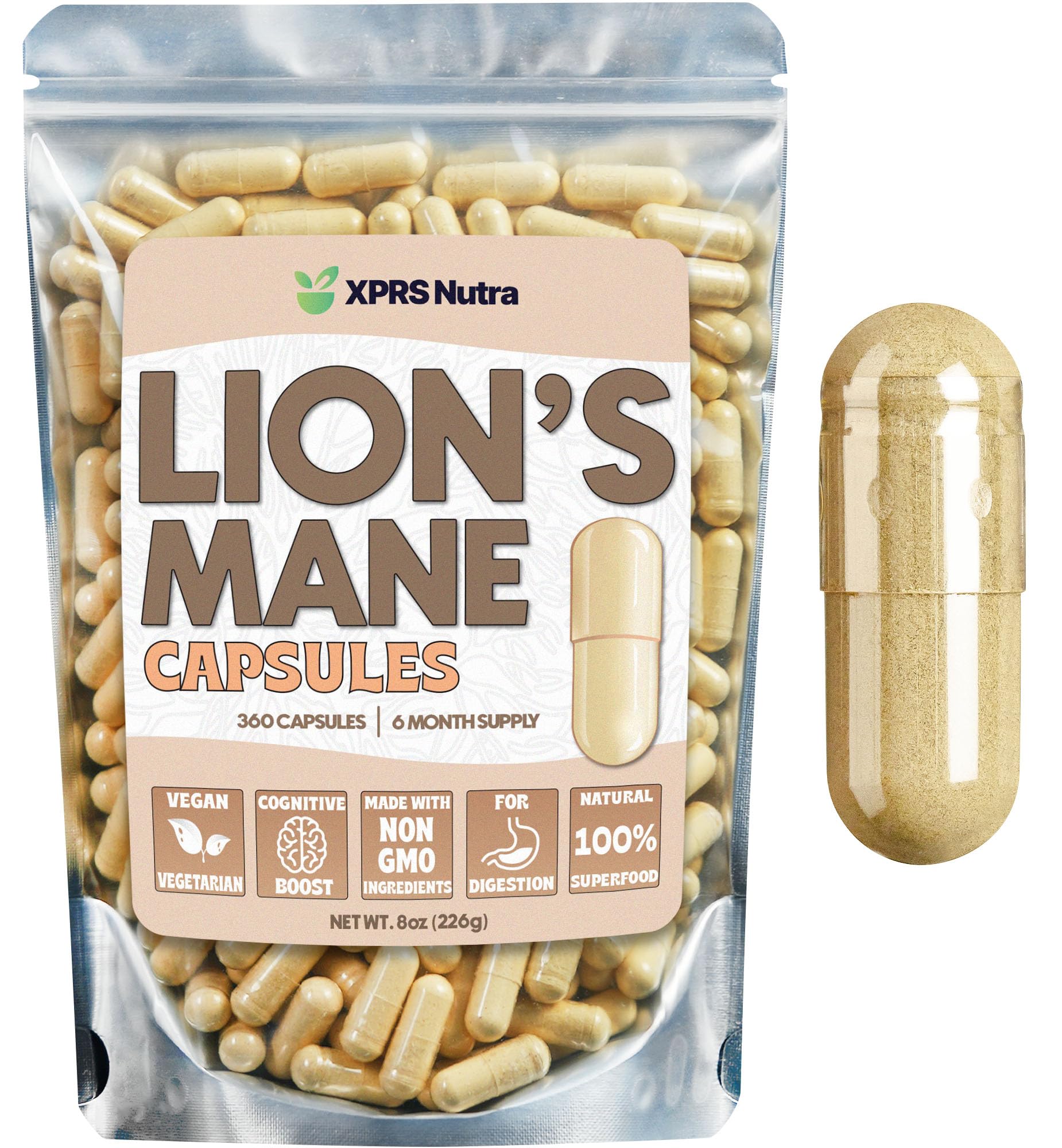 Suplemento Xprs Nutra Organic Lions Mane 360 Cápsulas - Venta ...