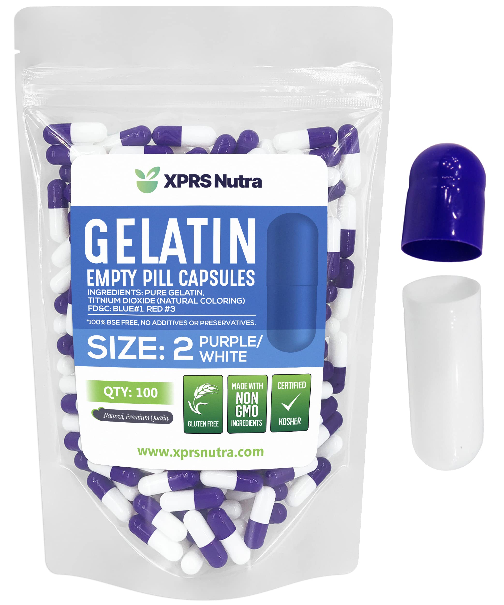 Cápsulas Vacías Xprs Nutra, Tamaño 2, 100 Unidades, Gelatina Morada ...