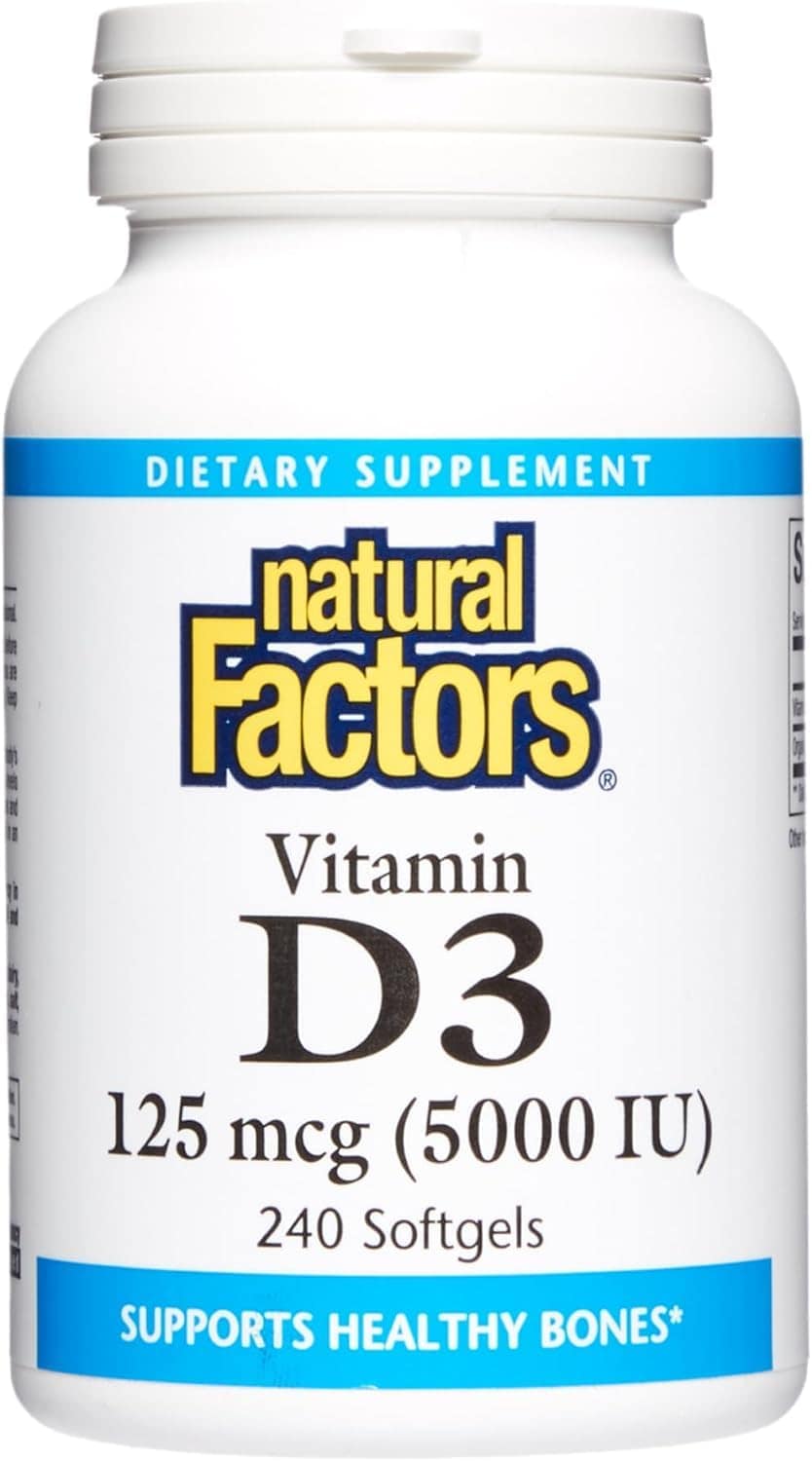 Suplemento De Vitamina D3 De Natural Factors, 5000 Ui, 240 Cápsulas ...