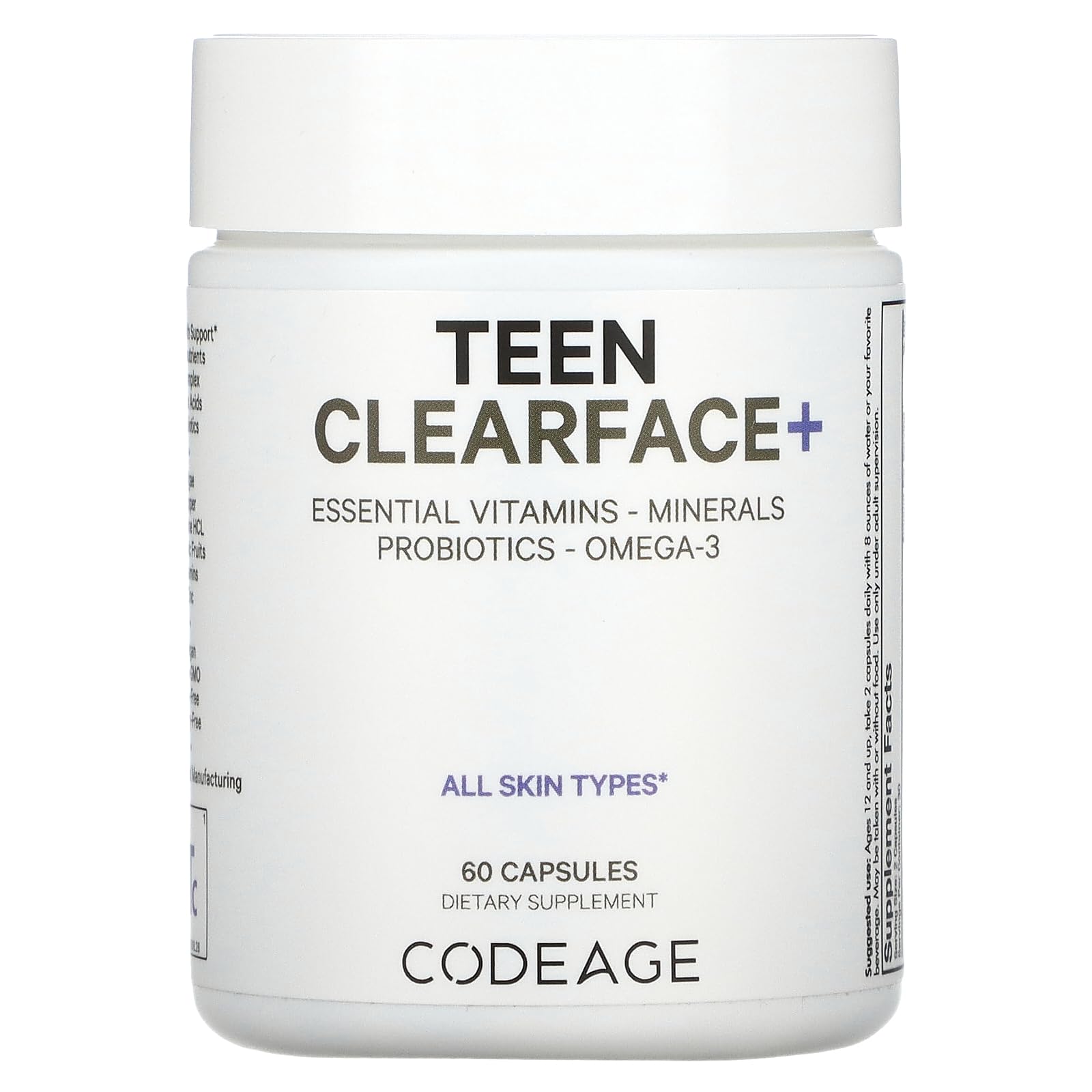 Suplemento Codeage Teen Clearface Adolescent 60 Cápsulas - Venta Internacional | Coppel.com