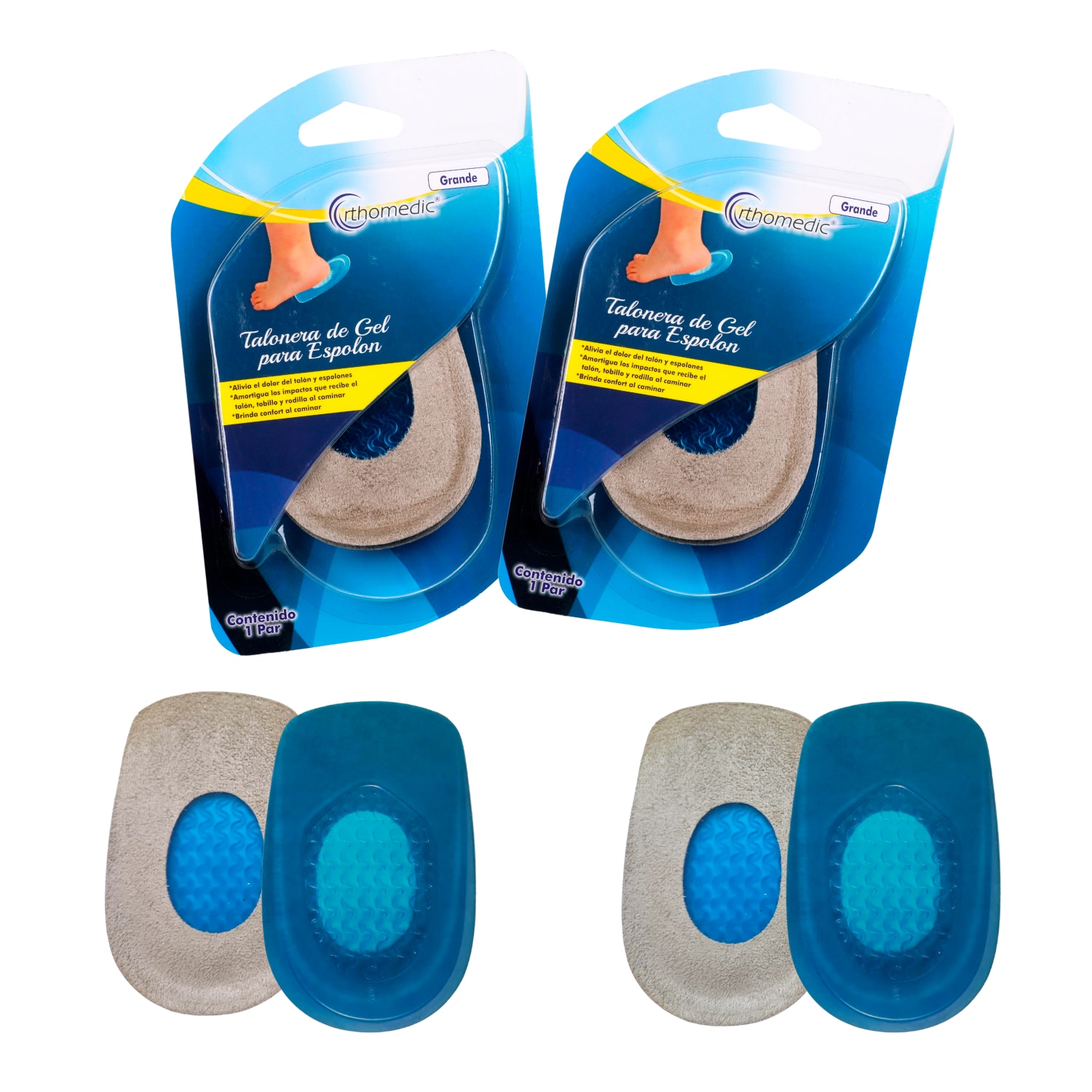 Kit Talonera de Gel con Tela, Orthomedic, Grande color Azul - 2 Pares ...