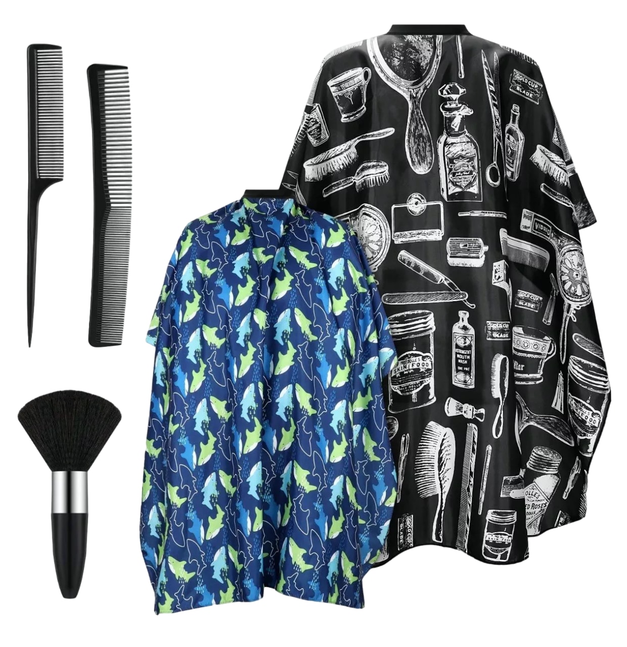 Capa Barbería Barbero Estilista Cubridor Cabello Corte 5 Pcs Negro/azul ...