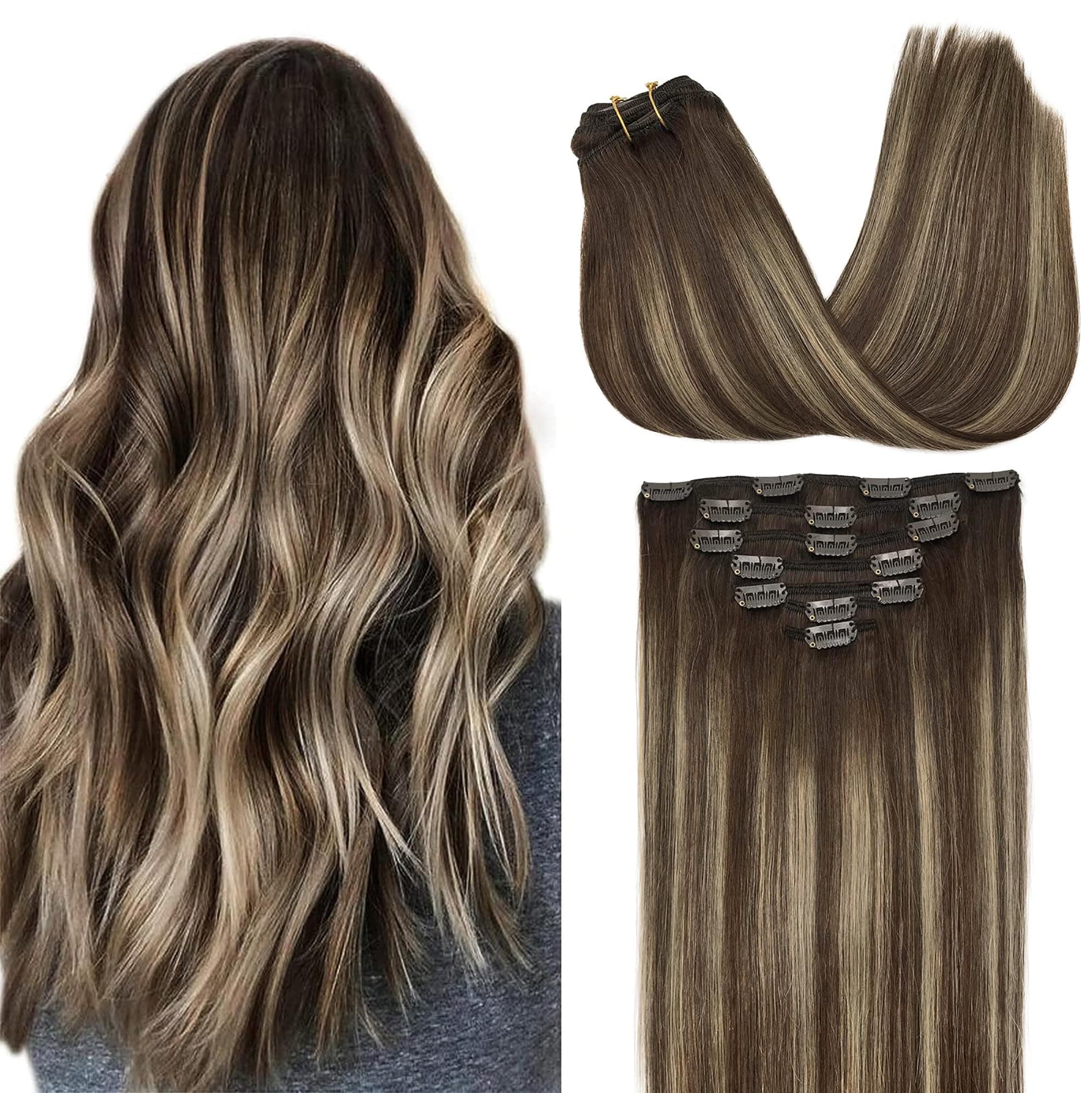 Extensiones De Cabello Humano Real Goo Goo, Con Clip, 120 G, 40 Cm ...