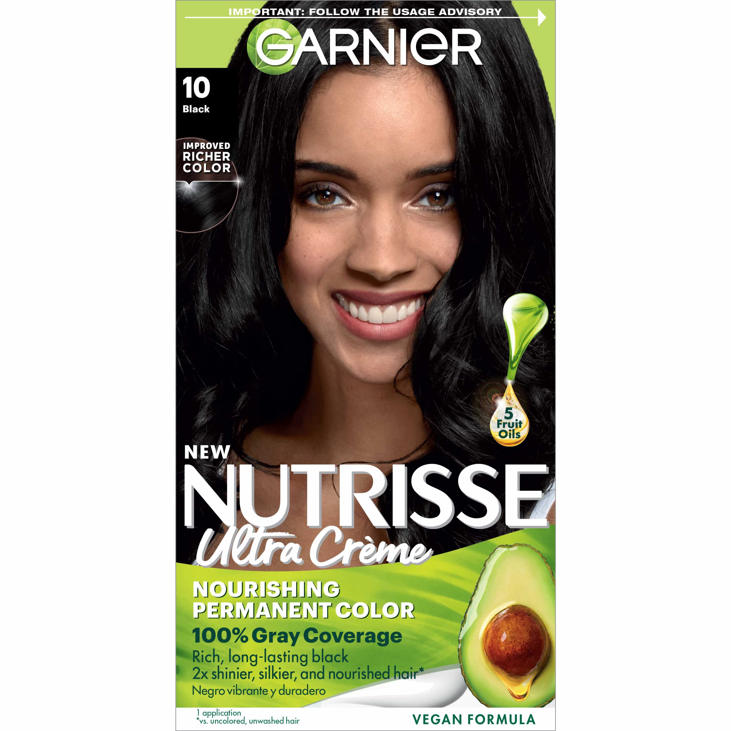Tinte Para El Cabello Garnier Nutrisse Nourishing Creme 10 Black, 1 ...
