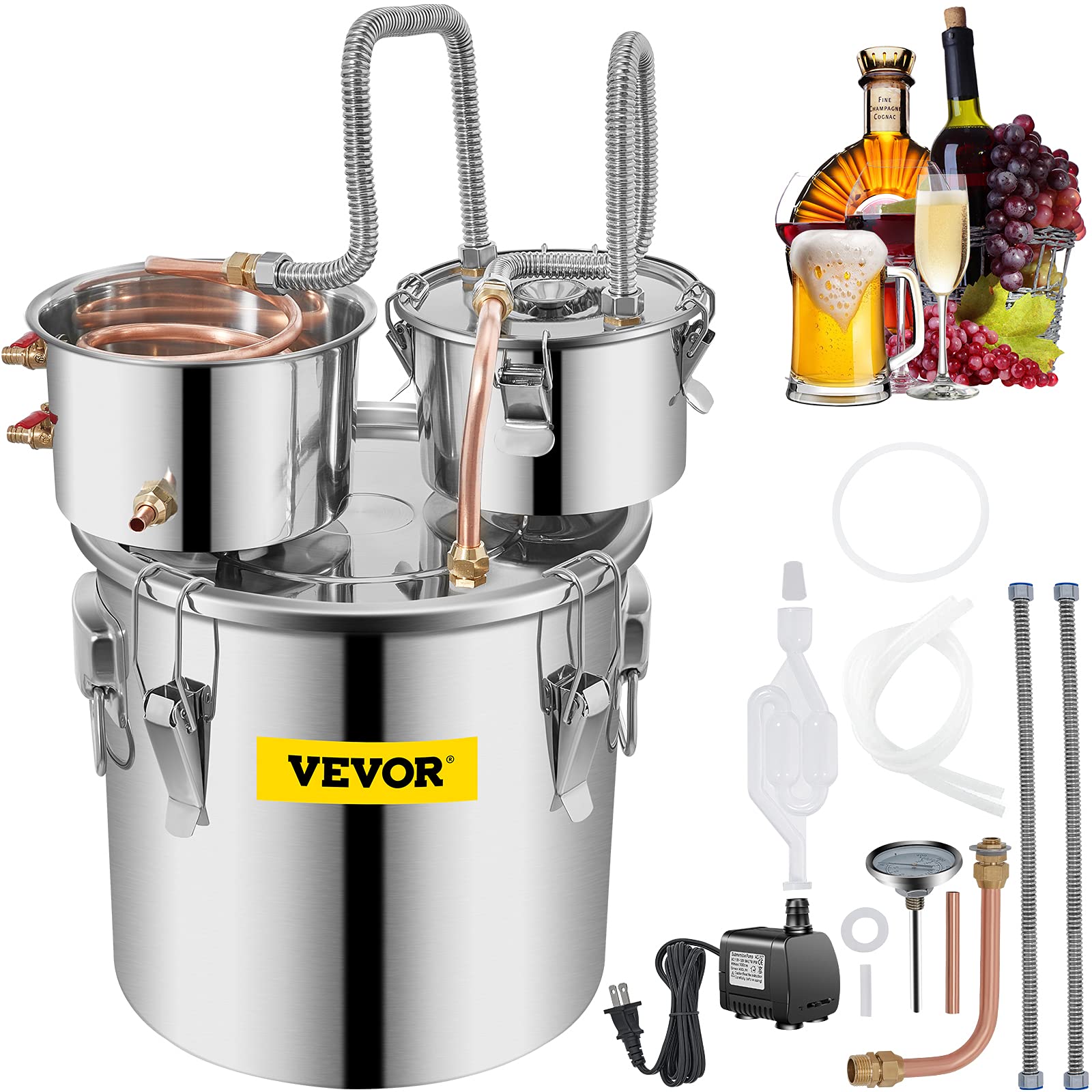 Still De Alcohol Vevor De 30 Litros Con Barril Thumper, Kit De Destilería - Venta Internacional ...