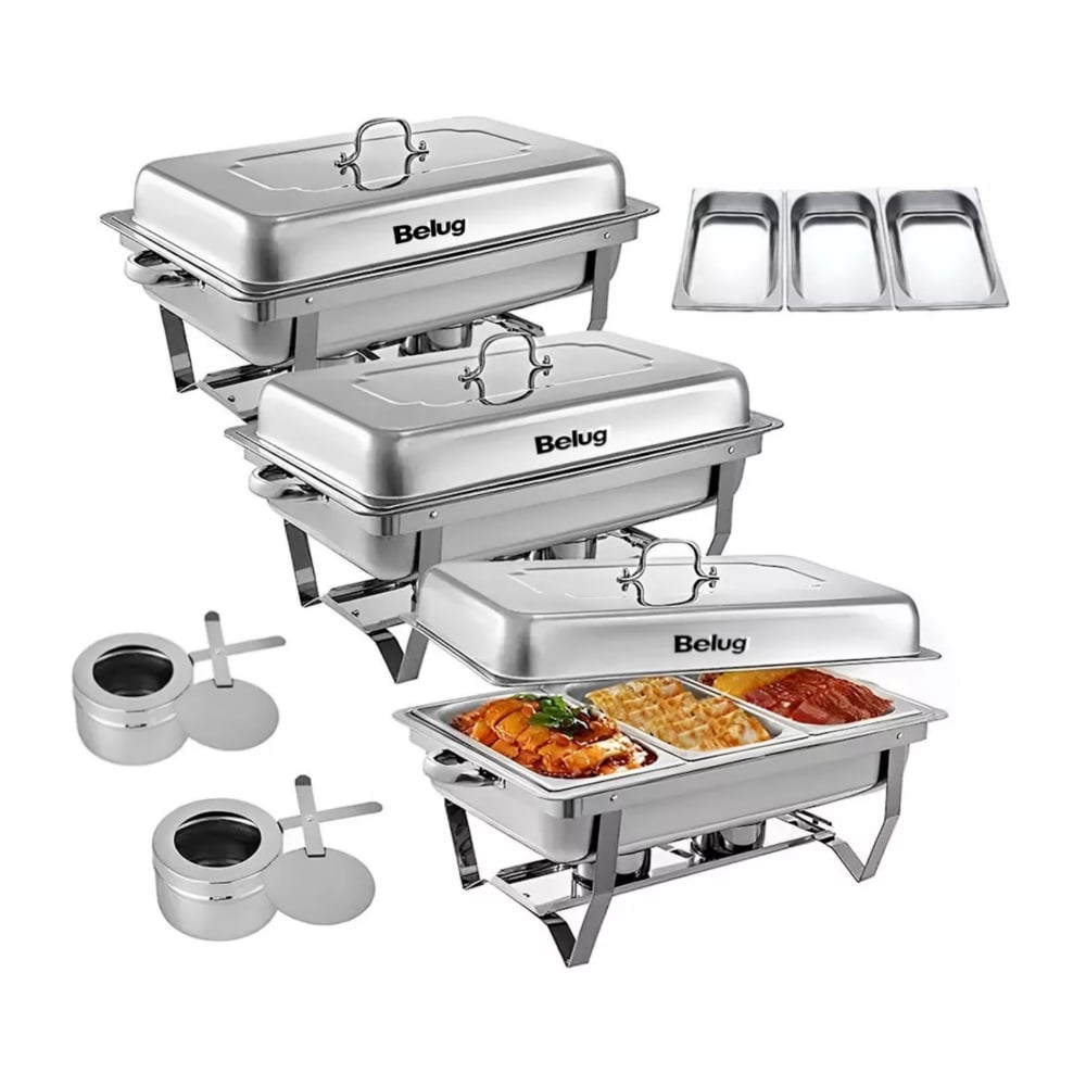 Bufetera 3 Espacios De Acero Inoxidable Para Chef Comedor 9l Plata ...