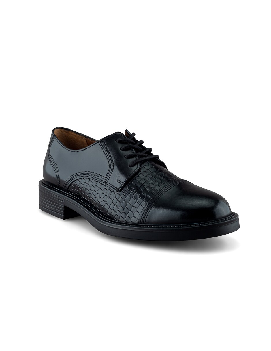 Zapato Formal Derby En Piel Vacuno Grabado Negro Para Hombre | Coppel.com