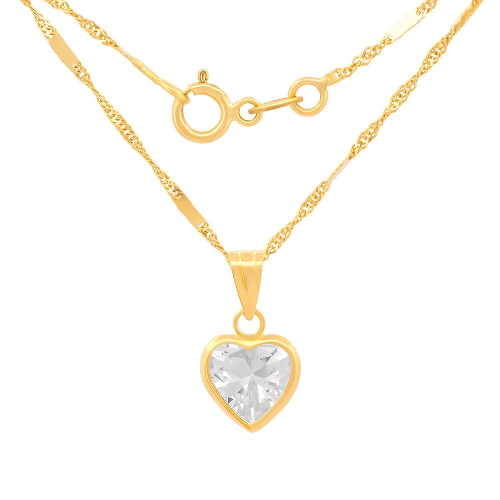Hermosa Cadena Gargantilla Dama Corazón Piedra 8 Mm Oro Sólido 10k ...