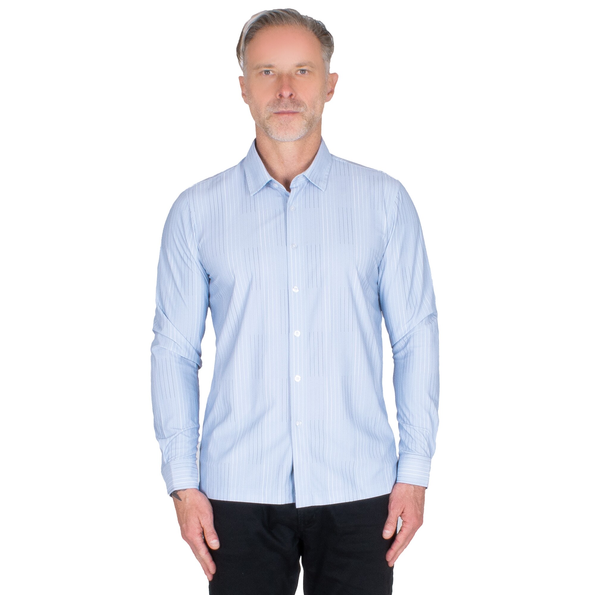 Generra | Camisa Rayas Finas De Manga Larga Para Hombre | Coppel.com