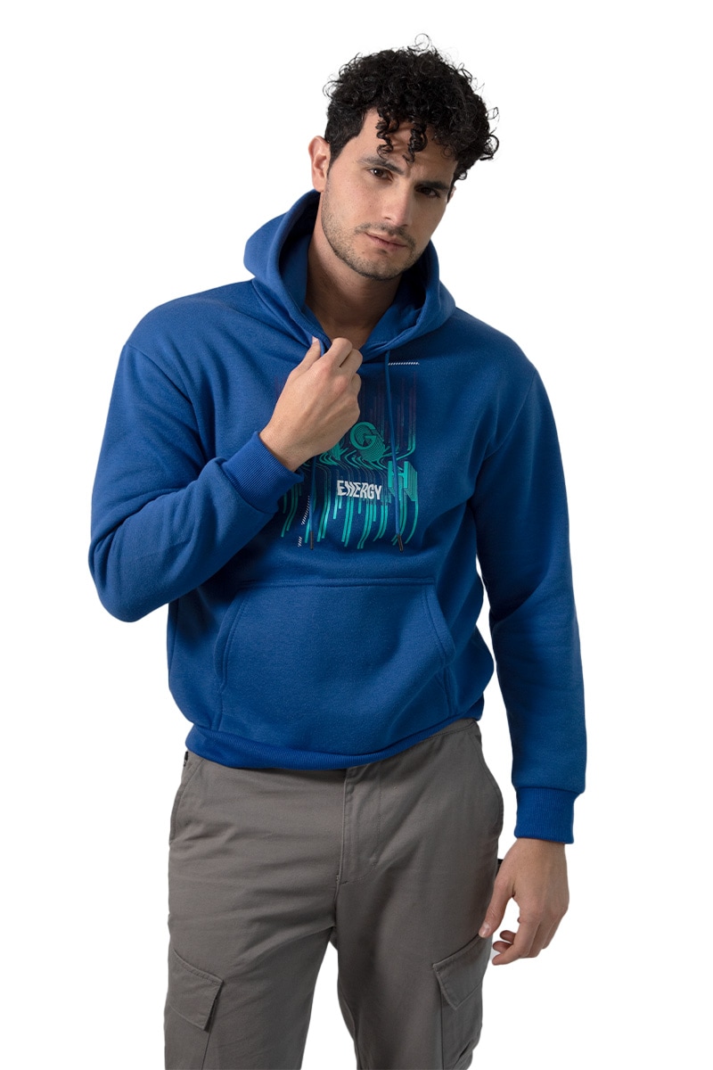 Sudadera Generra Azul con Gorro y Estampado para Hombre | Coppel.com