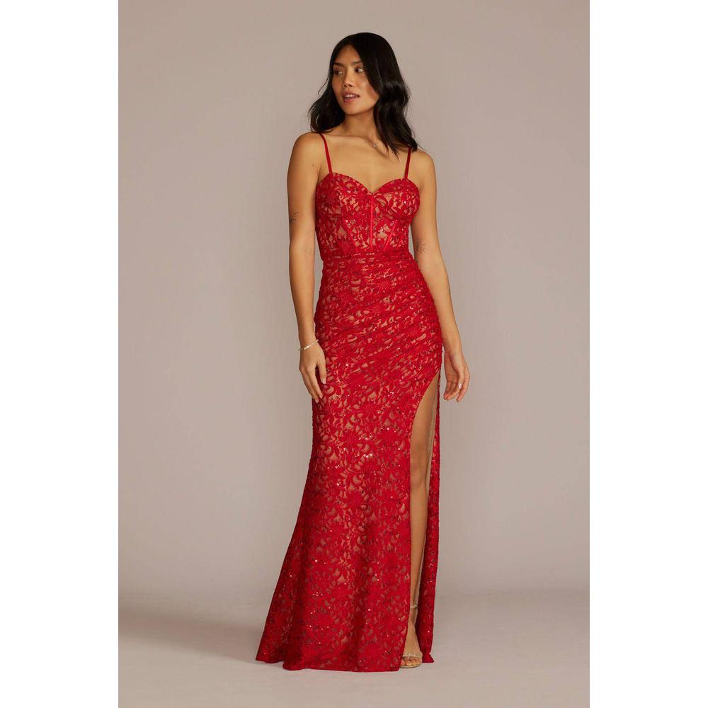 Vestido Largo De Encaje David's Bridal Rojo | Coppel.com
