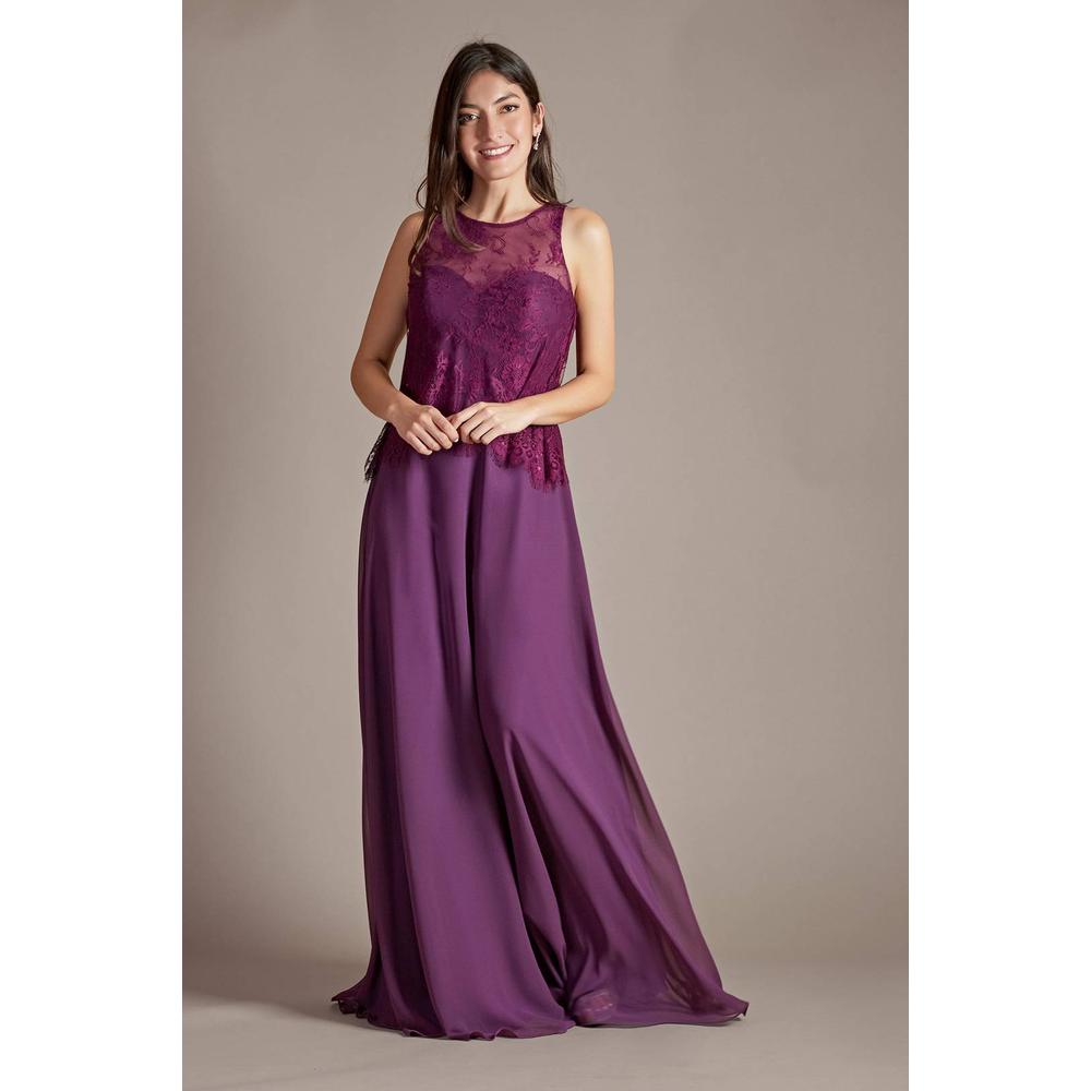 Vestido Largo Con Aplicación De Encaje David's Bridal Vino | Coppel.com