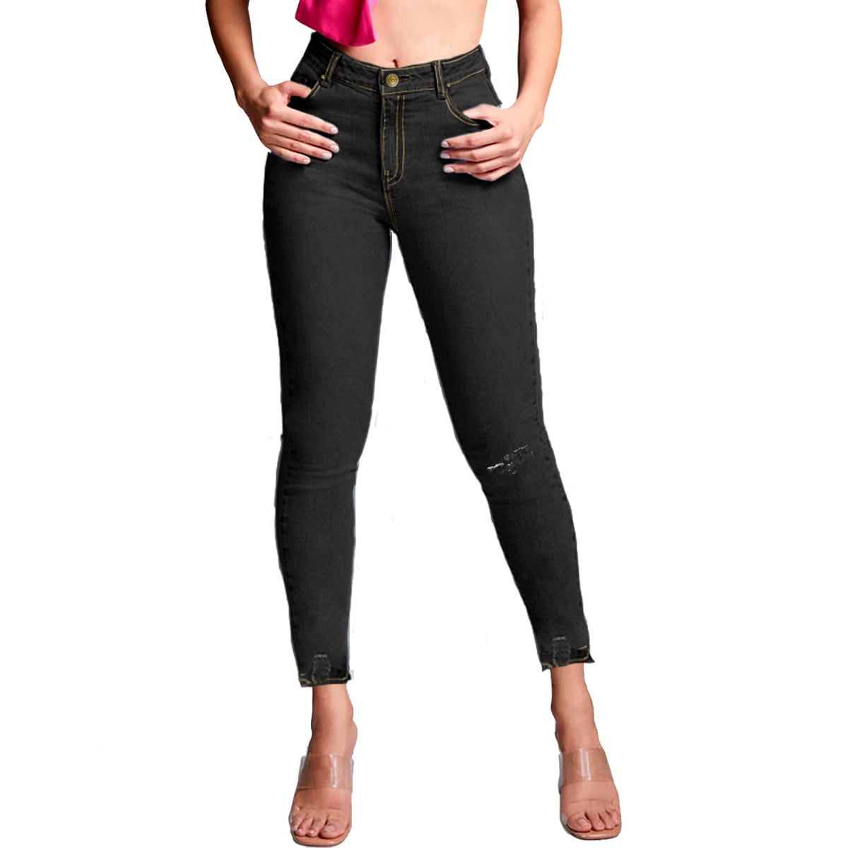 Jeans para Dama Stretch Levanta Pompa Negro | Coppel.com