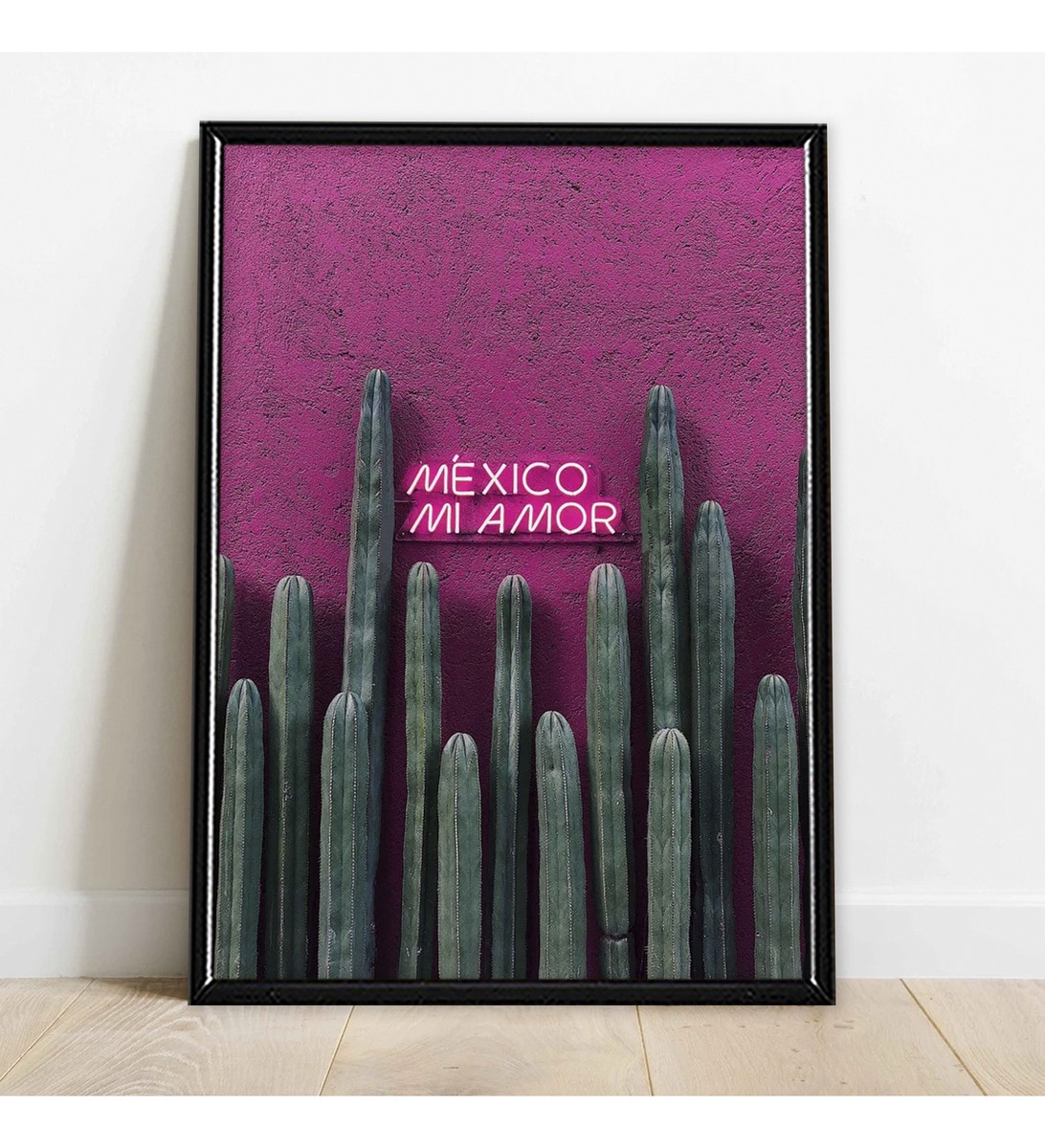Cuadro México Mi Amor Cactus Viral Foto Con Marco De Madera | Coppel.com