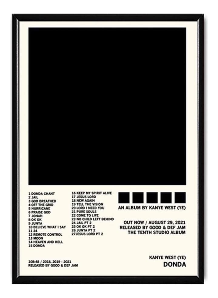 Kanye West Ye Álbum Music Tracklist Cuadro Con Marco Madera | Coppel.com