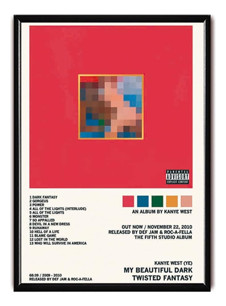Kanye West Ye Álbum Music Tracklist Cuadro Con Marco Madera | Coppel.com