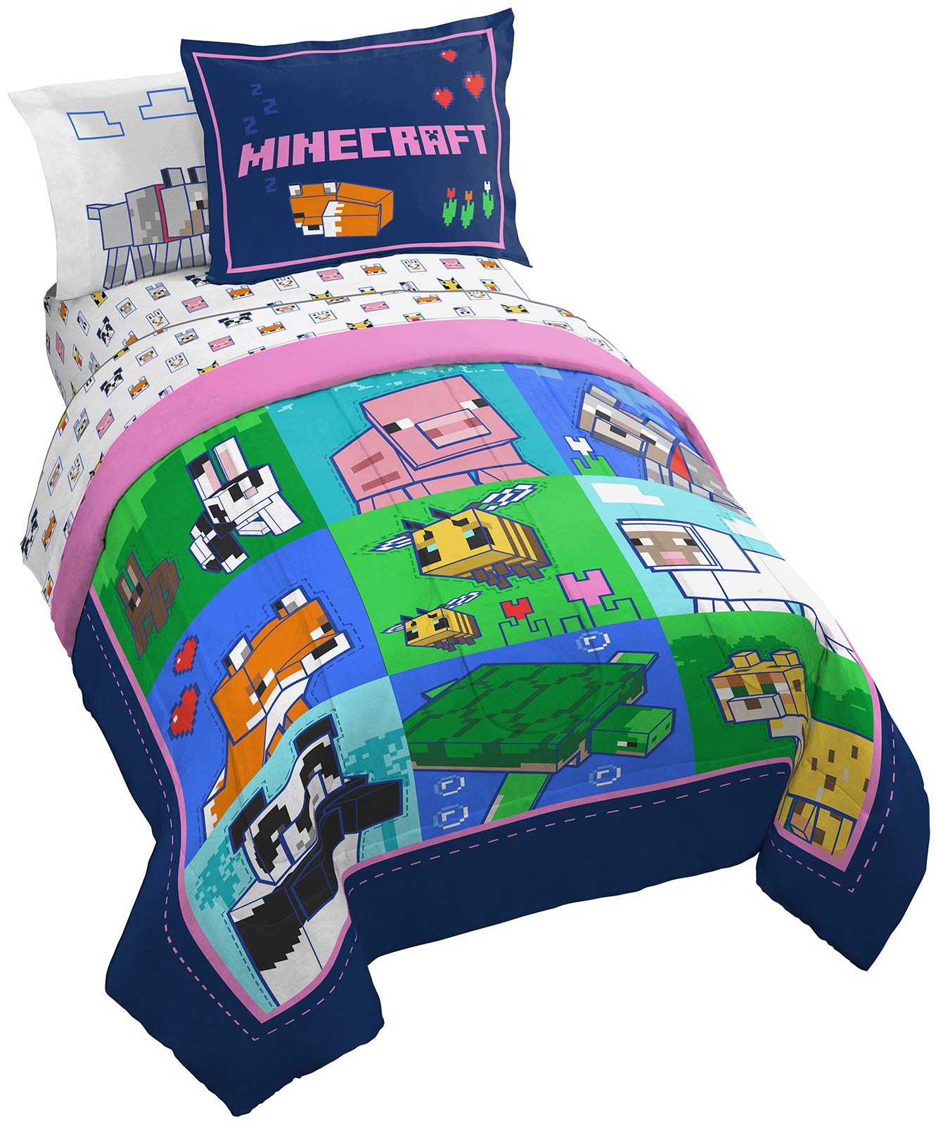 Juego De Cama Jay Franco Minecraft Animal Patch, Doble Con Edredón ...