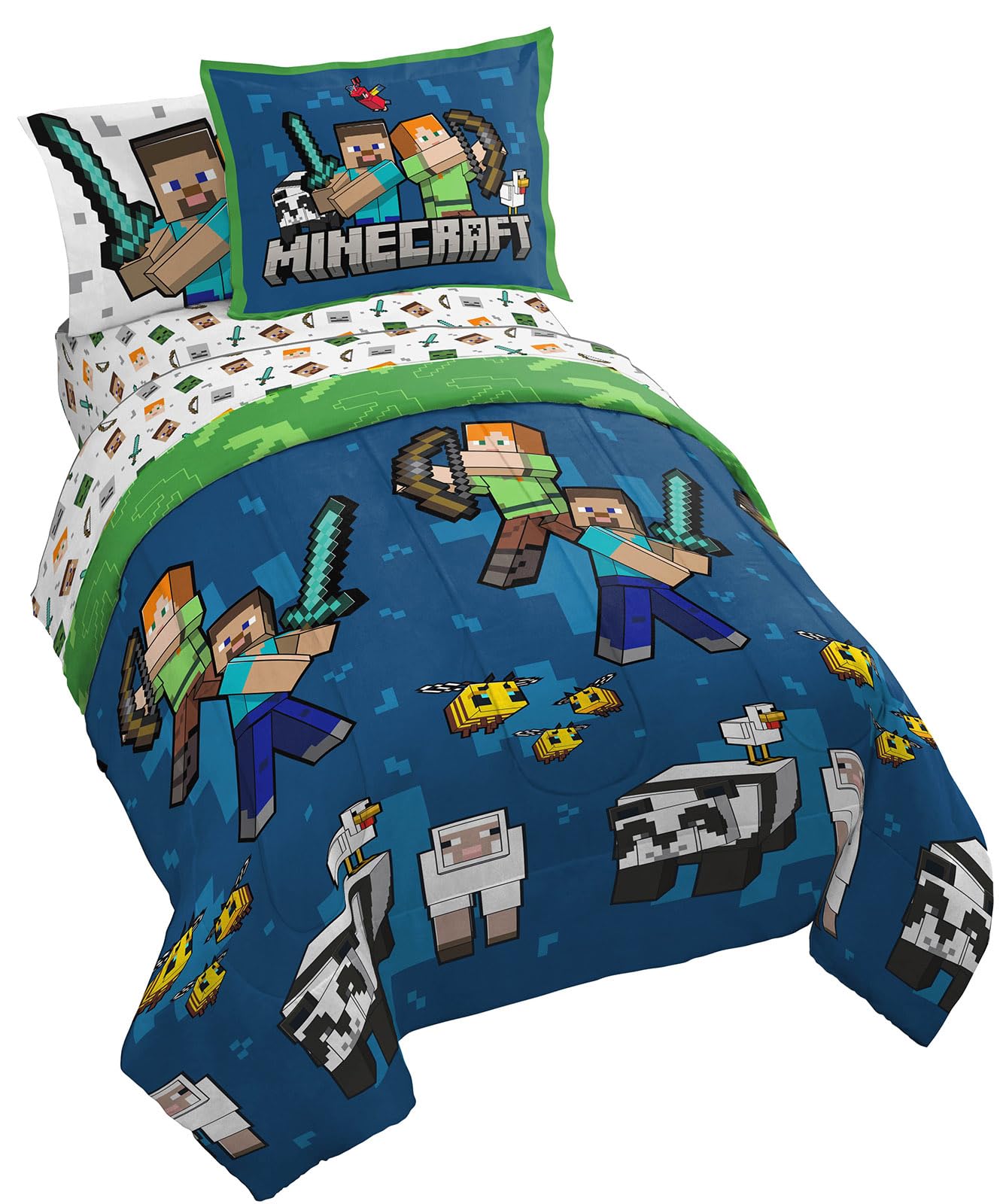 Set De Edredón Jay Franco Minecraft Completo Con Sábana Y Almohada ...