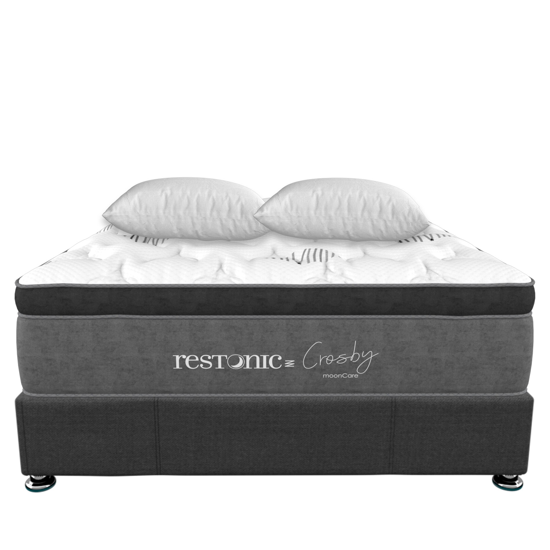 Colchón Restonic Individual Spring Confort + Base Box + 2 Almohadas ...