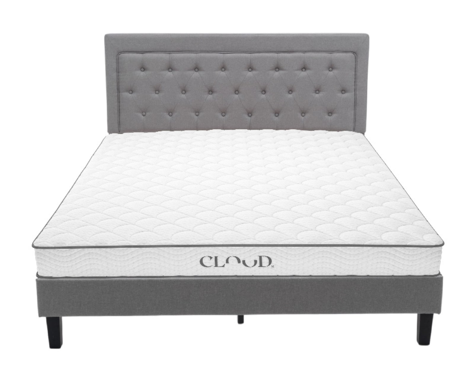 Colchón Queen size + Cama Gris | Set Cloud Eco Linen | Cama Completa ...