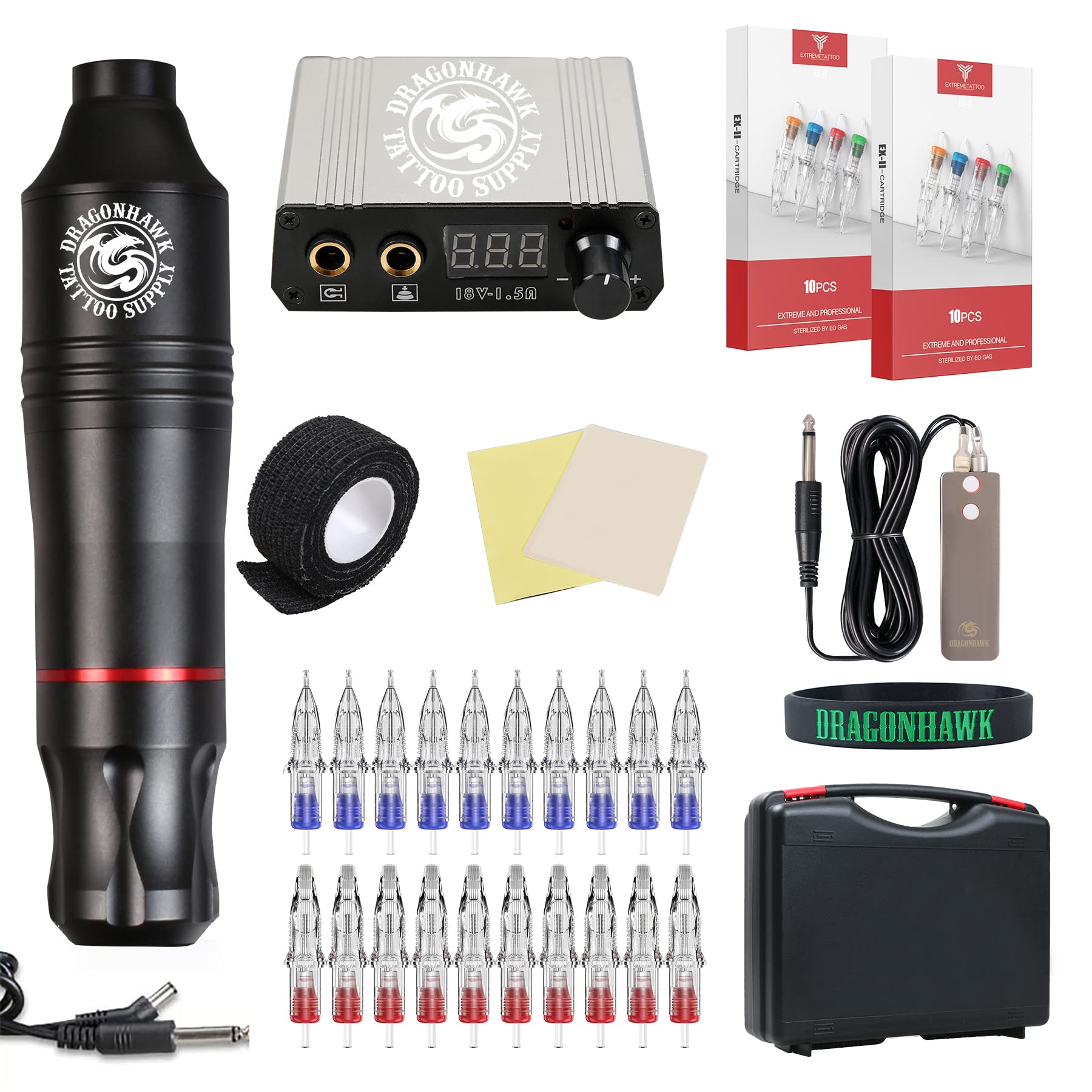 Kit De Máquina De Tatuaje Dragonhawk Atom Pen Rotary Con Fuente De Alimentación - Venta ...