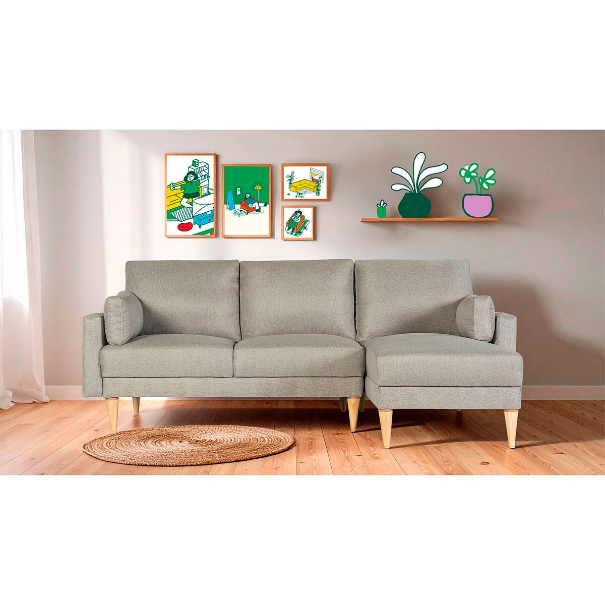 Sala Modular Reversible Makora Kissa Con Memory Foam Color Gris Claro ...