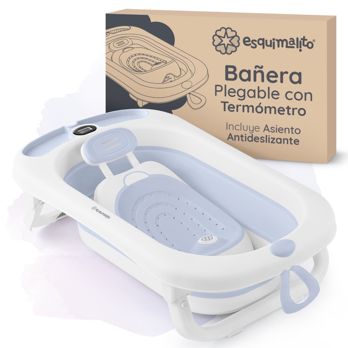 Bañera Para Bebé Con Termómetro Esquimal Plegable Con Asiento ...