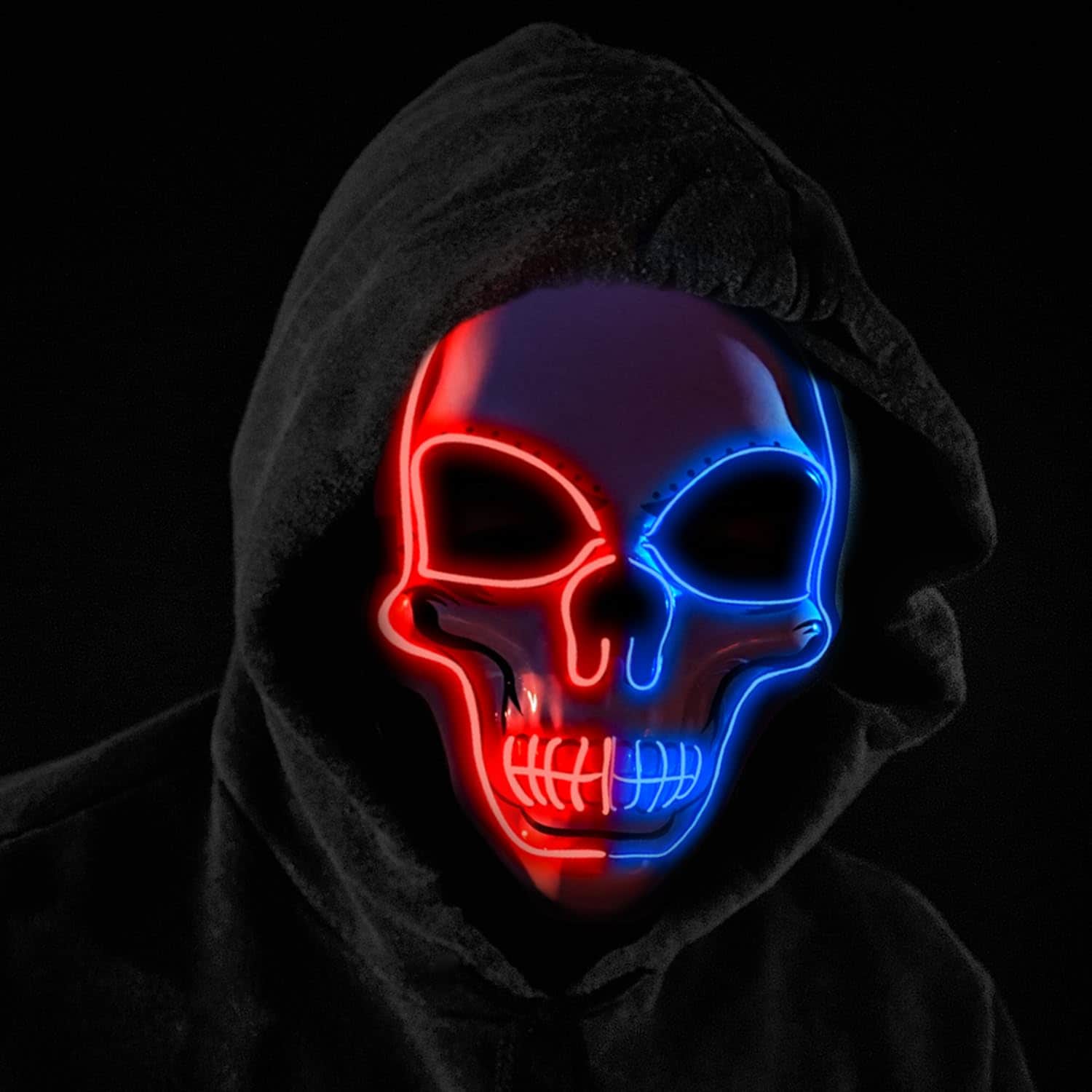 Máscara De Halloween Oceanwings Con Iluminación Led Aterradora Azul Y ...