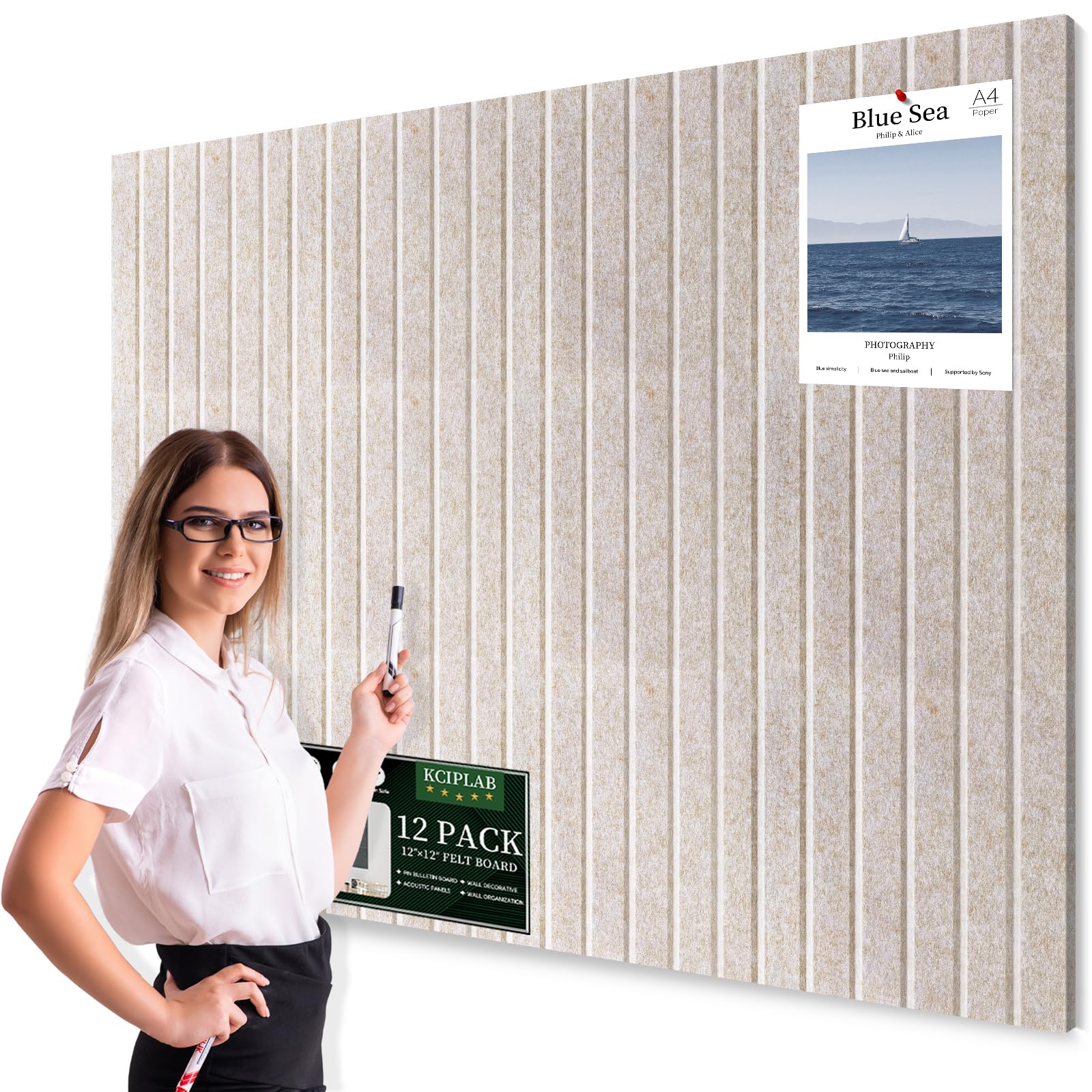 Tablón De Anuncios De Fieltro Kciplab Color Beige 120 X 90 Cm Paquete ...