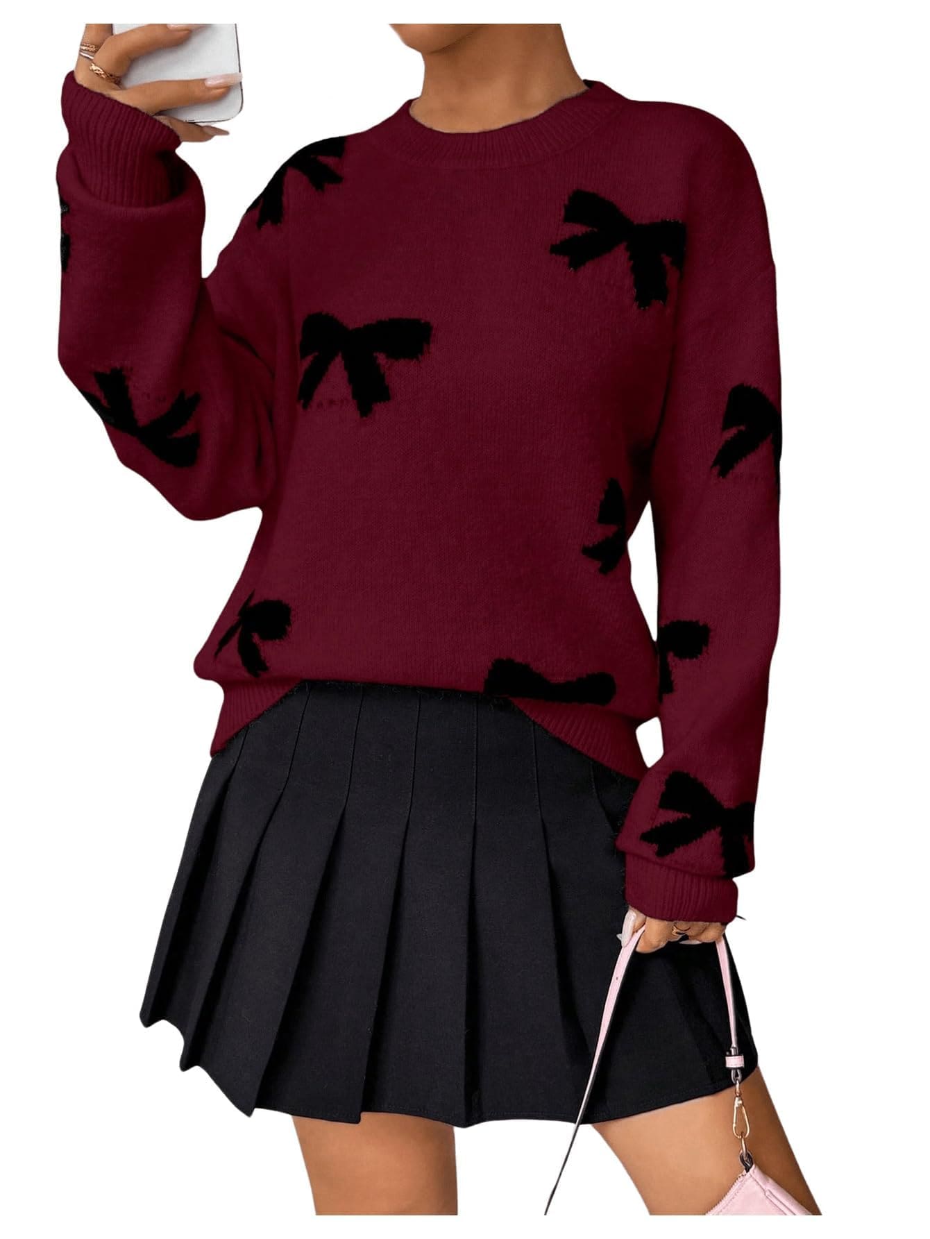 Suéter Con Cuello Redondo Y Bonito Lazo Y2k Vintage Para Mujer - Venta ...