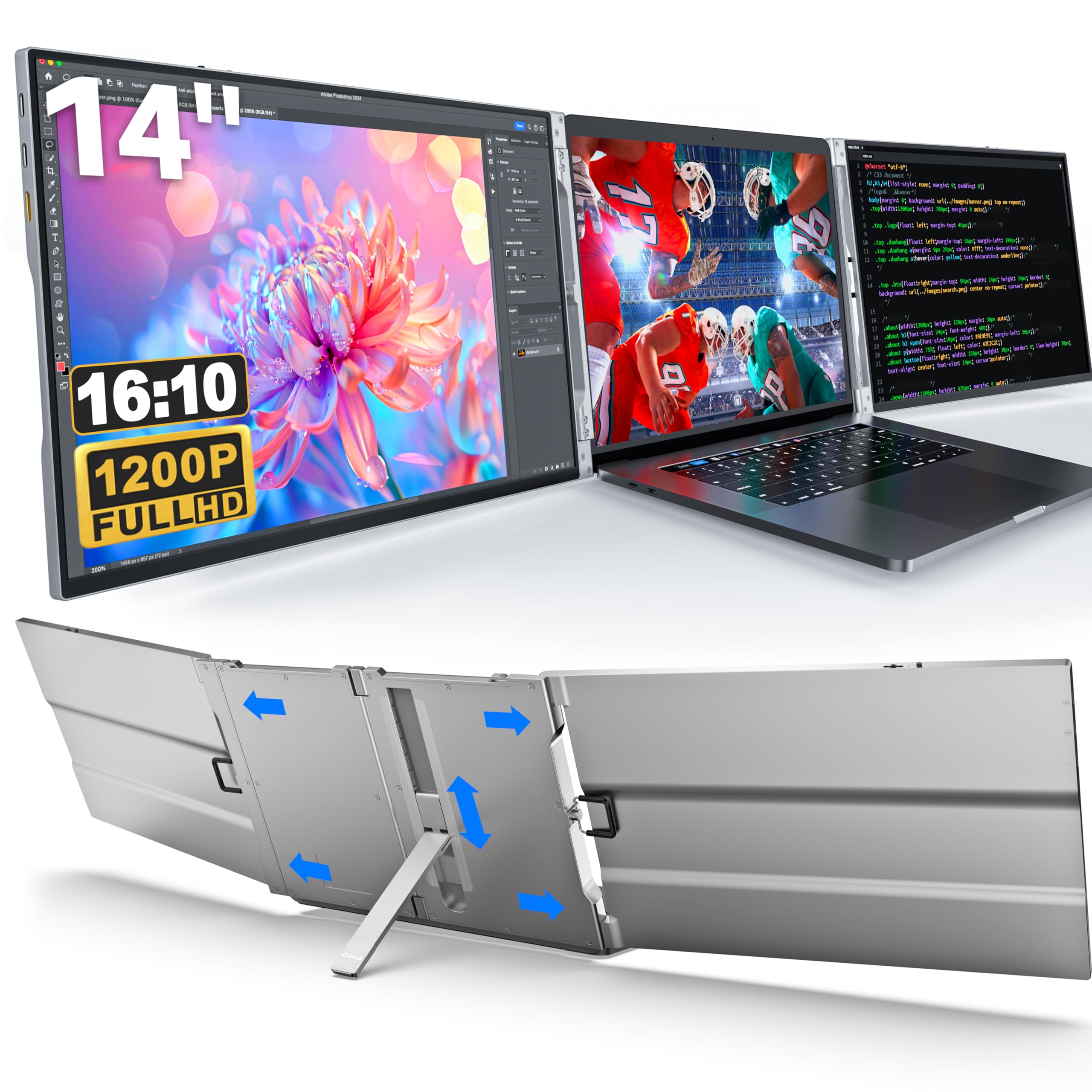 Extensor De Pantalla Para Portátil Oiiwak Two Fhd 1200p 16:10 Ips De 14 Pulgadas - Venta ...