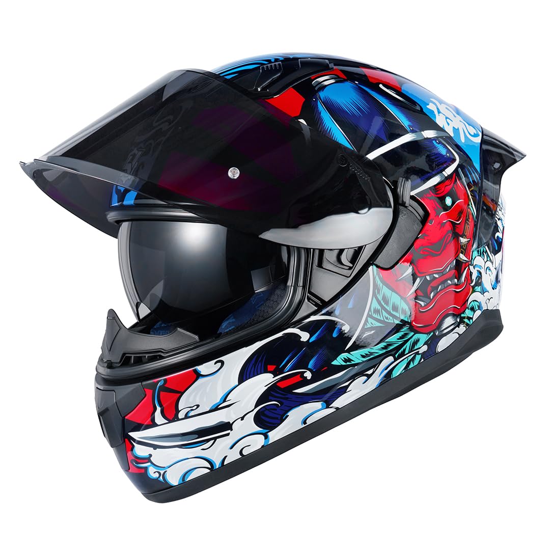 Casco De Moto Hax Obsidian Integral Con Doble Visera Color Rojo Samurái ...