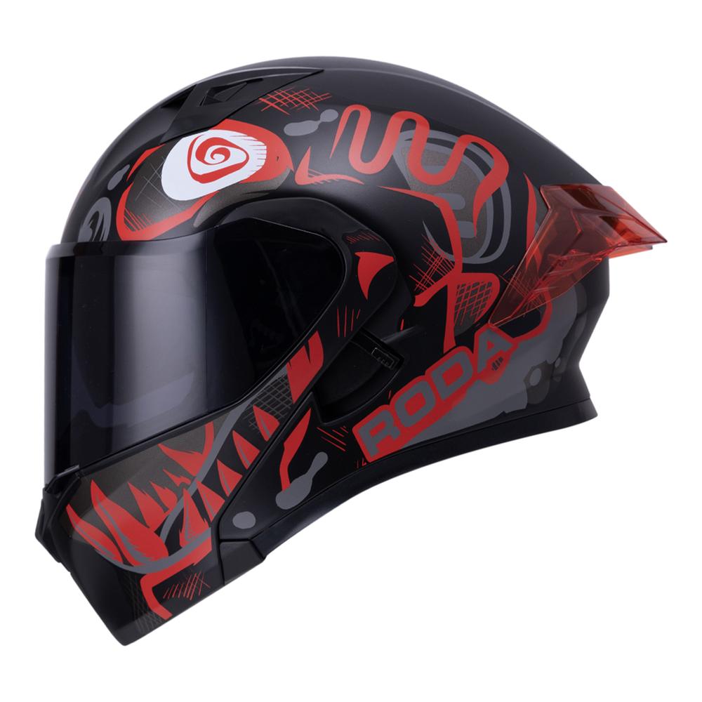 Casco Roda Rush Negro Rojo Mate Color Bones Mica Humo Abatible Svs Multicolor | Coppel.com