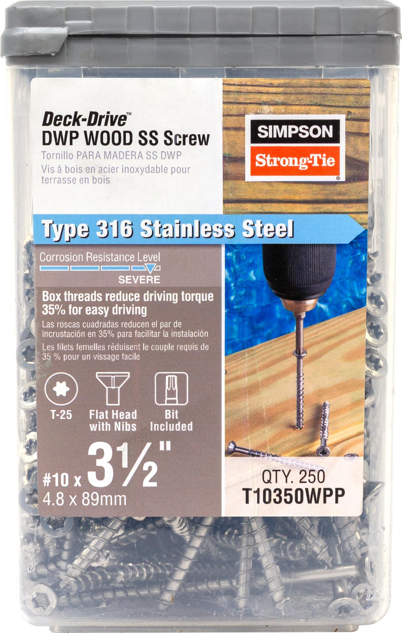 Tornillo Simpson Strong-tie T10350wpp Deck-drive Dwp Wood Ss - Venta ...