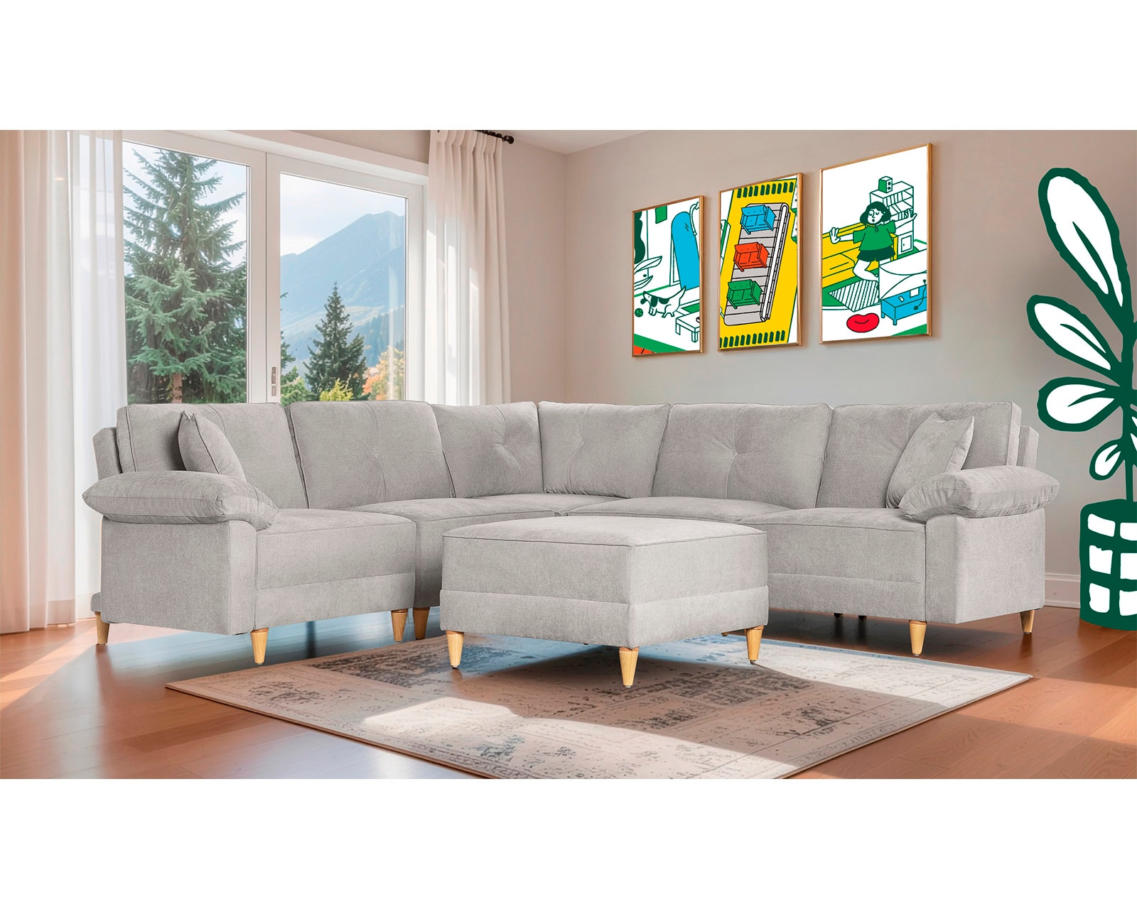 Sala De 6 Modúlos Makora Maristella Con Memory Foam Color Gris Claro ...