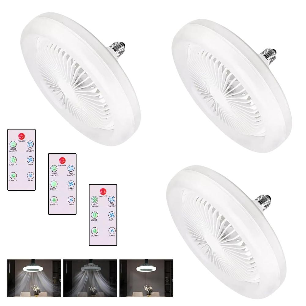 Foco Led Ventilador Techo Abanico Blanco Frío 6 500k° 3 Piezas Control ...