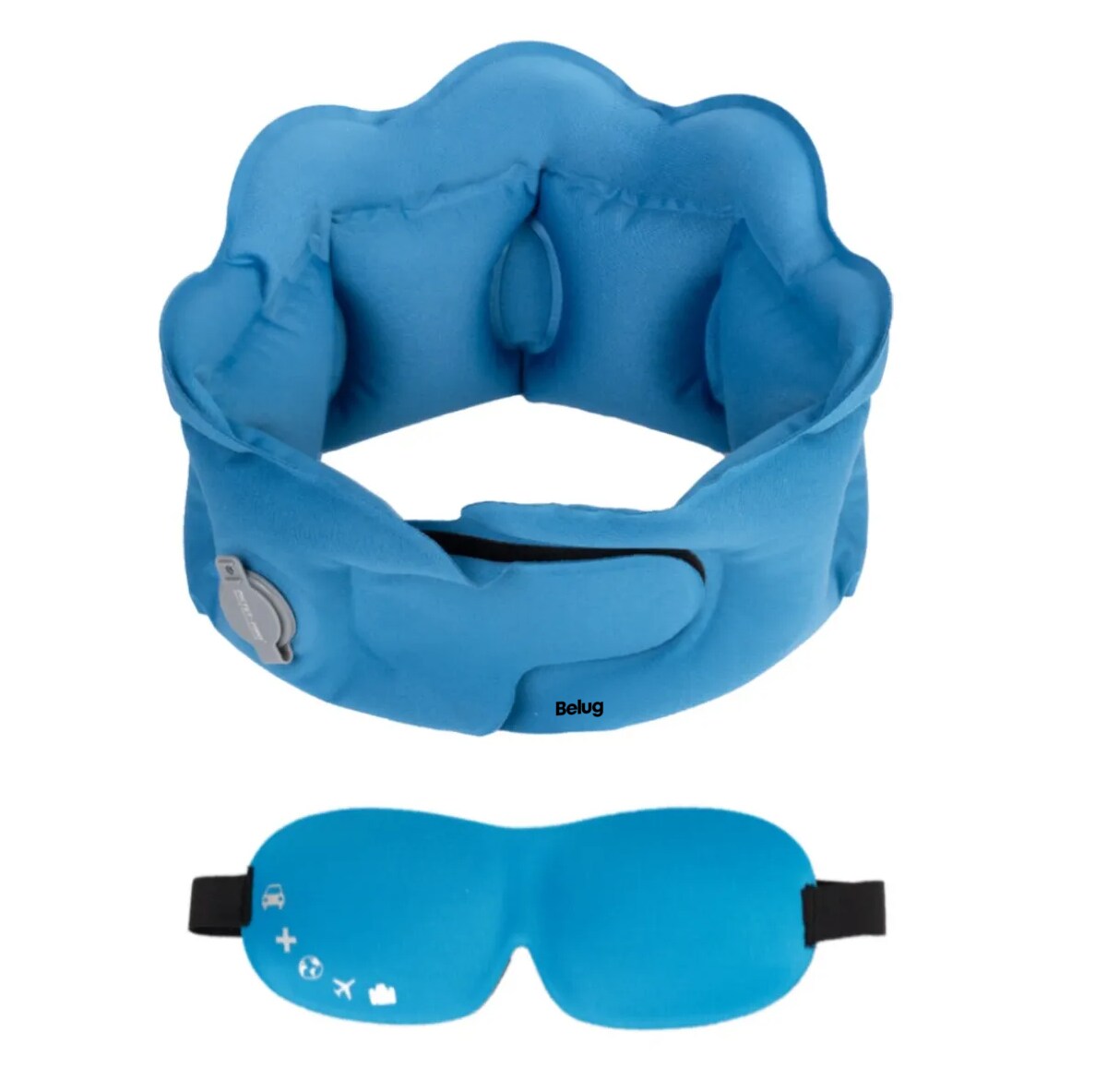 Almohada de Viaje Inflable y Antifaz Azul | Coppel.com