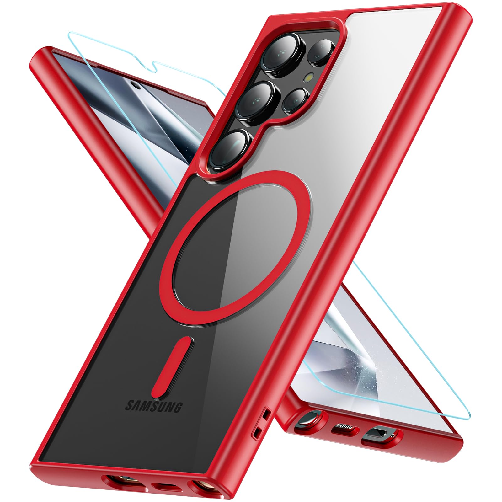 Funda Para Teléfono Móvil Hensinple Samsung S24 Ultra Red Magnetic ...