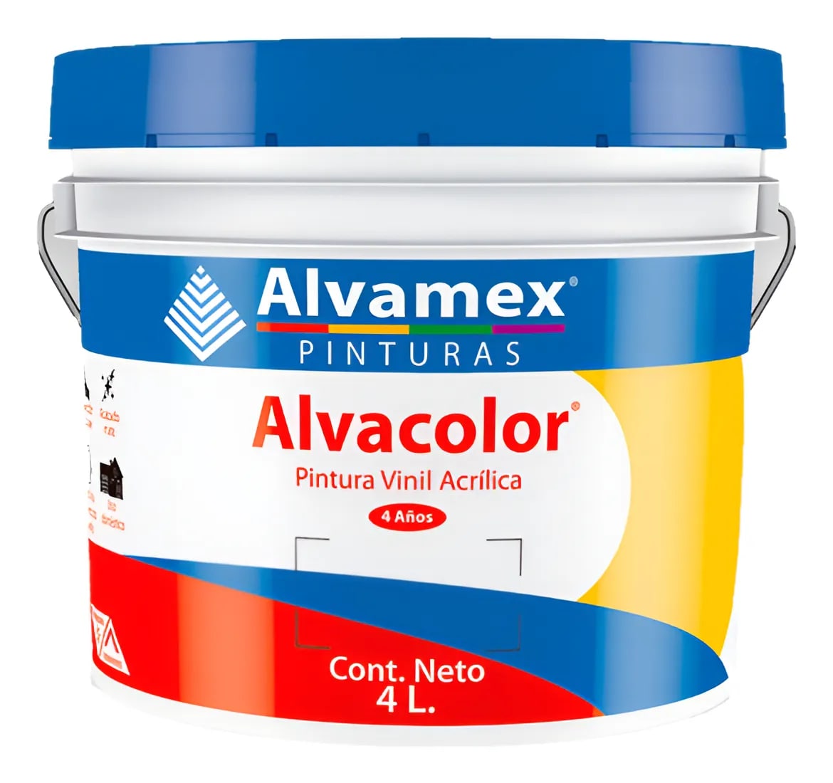 Pintura Vinilica Mate 4 Litros Alvacolor 4 Años Galón Int/ex Color Rojo ...