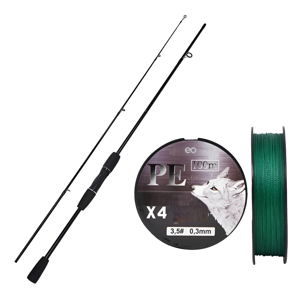 Kit Caña De Pesca Spinning 1 65m +multifilamento Línea Pesca Medium Eo ...