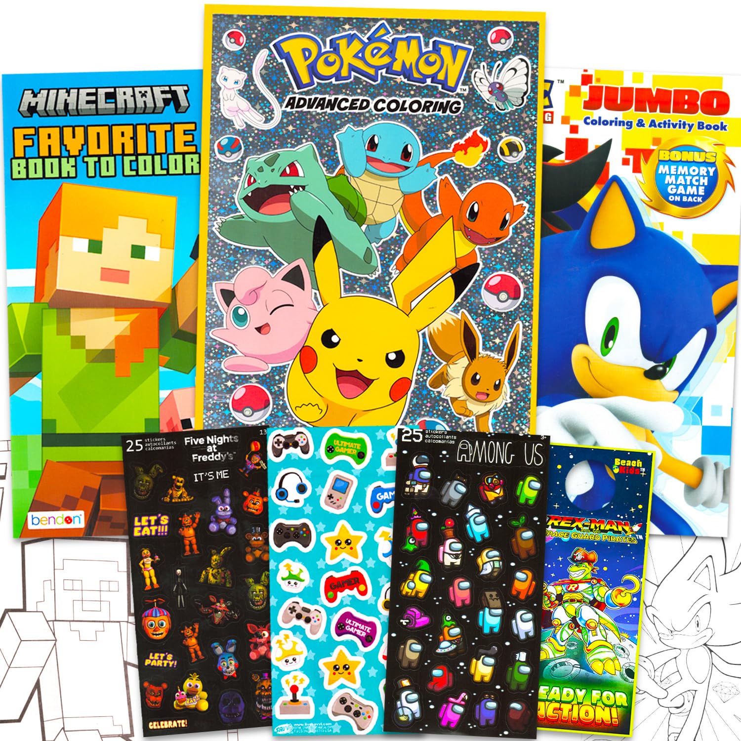 Set De Libros Para Colorear Y Actividades Nintendo Sonic Minecraft ...