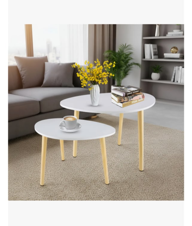 Set 2 De Mesas De Centro Y Auxiliar Para Sala O Dormitorio Color Blanco ...
