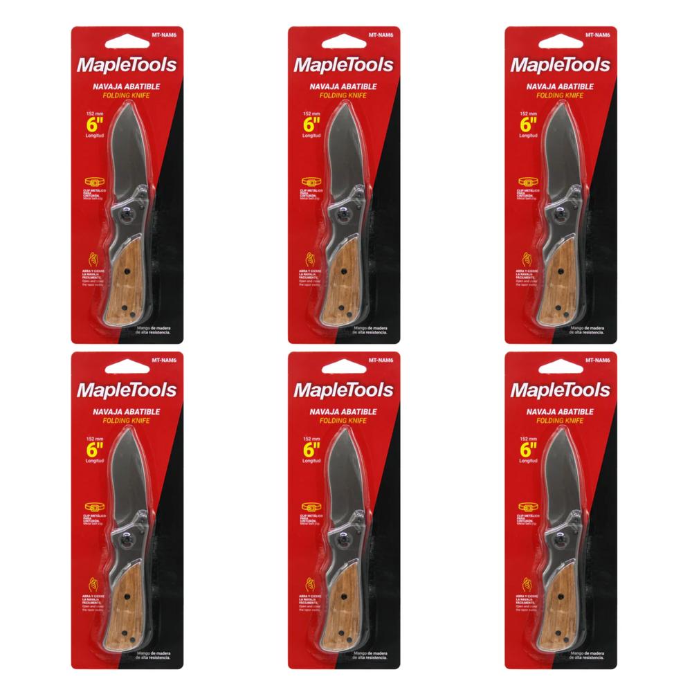 Pack 6 Navajas Abatible 6'' Mango Madera Maple Tools | Coppel.com