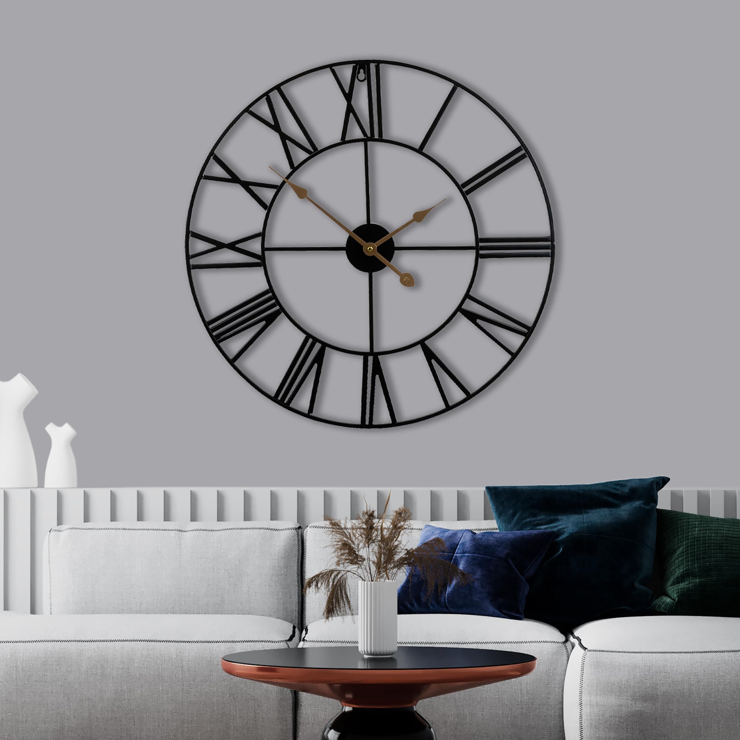 Reloj De Pared Sorbus Grande De 60 Cm Con Números Romanos Analógicos De ...