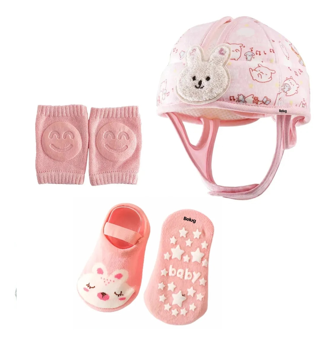 Protector De Cabeza Belug Para Bebé Casco Ajustable Rosa | Coppel.com