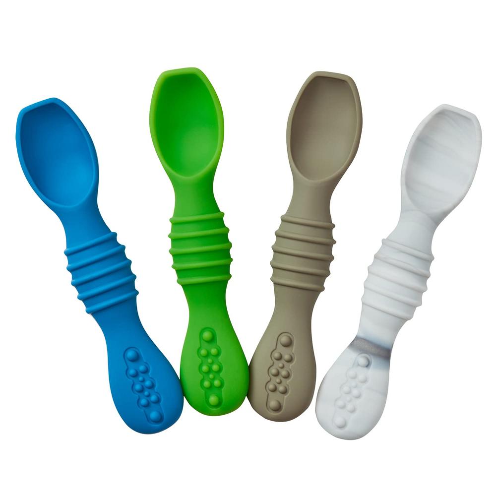 Cucharas De Silicón Papu Baby Azul Set De 4 Para Niño | Coppel.com