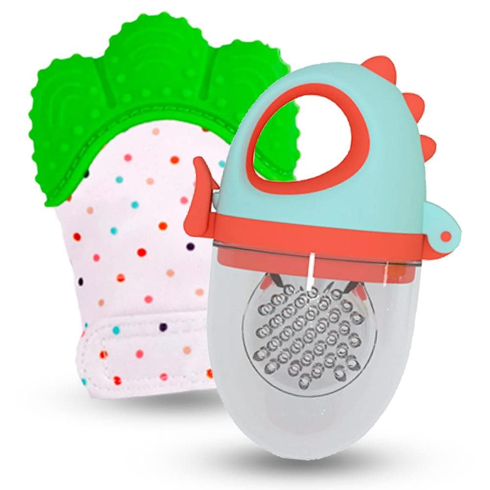 Chupete Para Papillas Y Guante Mordedor Dino Verde Rojo Y Verde Alivio ...